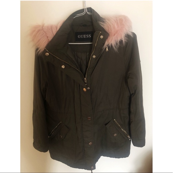 Guess | Jackets & Coats | Dark Green Hooded Guess Puffer Jacket | Poshmark